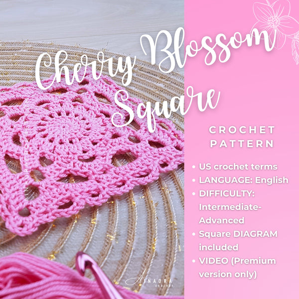 Cherry Blossom Square Crochet Pattern – Ainaora Crochet