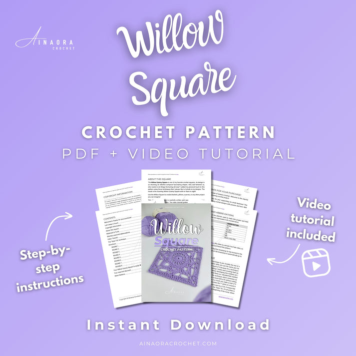 Willow Granny Square Crochet Pattern – Ainaora Crochet