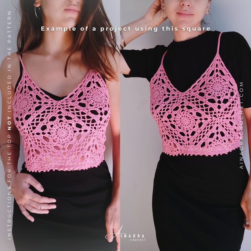 Cherry Blossom Square Crochet Pattern – Ainaora Crochet